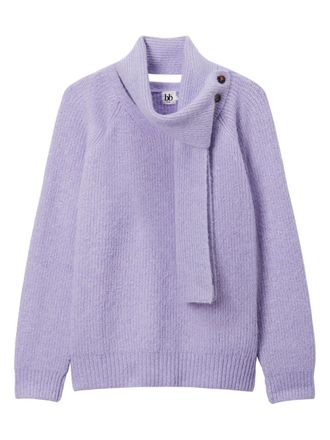 B+ab pull &agrave; col roul&eacute; boutonn&eacute; - Violet