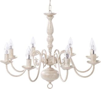 Beliani Beliani - Kronleuchter Wei&szlig; und Gold Eisen 8-flammig Vintage Glamour Stil