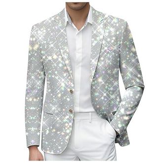 Generic Veste de soir&eacute;e formelle brod&eacute;e &agrave; paillettes pour mari&eacute;, mariage, d&icirc;ner, &eacute;v&eacute;nement daffaires, v&ecirc;tements dext&eacute;rieur tendance 2026, claire, XXL