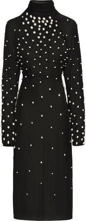 Oscar De La Renta robe &agrave; ornements de perles - Noir