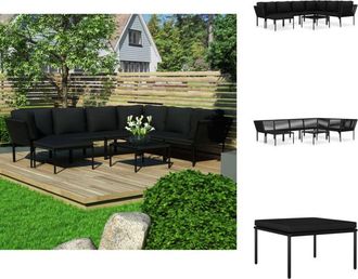 vidaXL 8-tlg. Garten-Lounge-Set mit Auflagen Schwarz pvc - Gartensofa - Loungemöbel - Gartenmöbel Set - Außenbereich - Balkonmöbeln