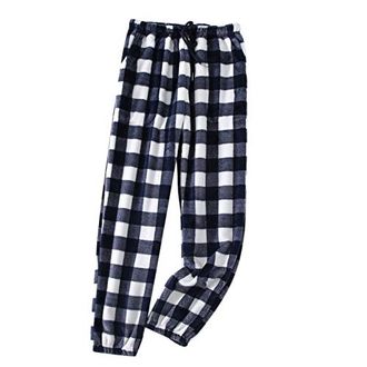 Generic Pantalon de pyjama long pour femmes moelleux : pantalon de pyjama &agrave; carreaux pour femmes pantalon de pyjama chaud douillet pyjama doux salon pantalon 