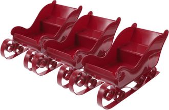 Artibetter 3 St&uuml;ck Weihnachtsschlitten Dekorationsset aus Langlebigem Kunststoff Kleiner Schlittenanh&auml;nger in Rot f&uuml;r Weihnachtsbaum und Partydekoration