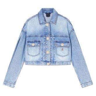 A|X Armani Exchange Femme, Blouses et Chemises, Bleu, Taille: 42 FR Af21338 Veste Courte en Jean