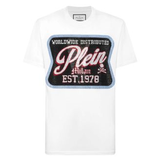 Philipp Plein Homme, Tops, Blanc, Taille: S T-Shirt Col Rond Milan