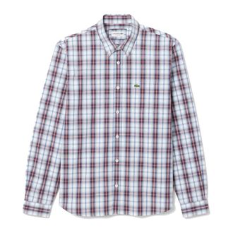 Lacoste Homme, Chemises, Rouge, Taille: 4XL Chemise &agrave; Carreaux &Eacute;cossais en Popeline Coupe Droite