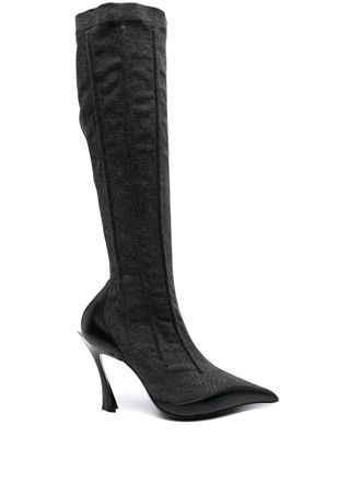 MUGLER bottines bicolores 105 mm - Noir