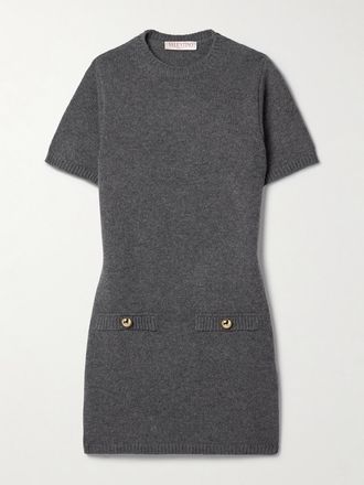 Valentino Garavani Mini-robe En Laine &Agrave; Boutons - Gris