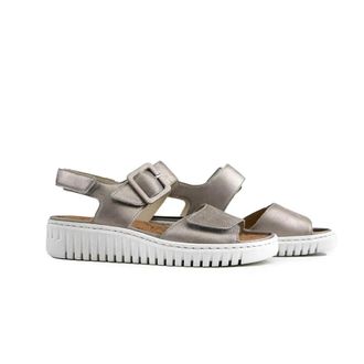 Waldl&auml;ufer Silberne Damen Sandale Weite Passform - - Shoes - Damen - Grau - 41 1/2 EU