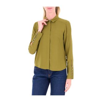Patrizia Pepe Hemdbluse aus Viskose-Cr&ecirc;pe - - Blouses & Shirts - Damen - Gr&uuml;n - L