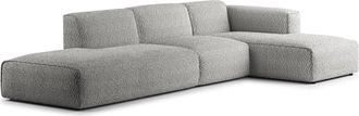 Studio Copenhagen home24 Ecksofa mit Chaiselongue Grau/Grau Teddy-Boucl&eacute; Stoff Bony 290 x 71 x 173cm Longchair davorstehend rechts Modern