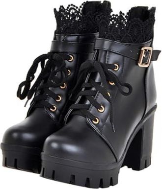 Yarnow Bottines Courtes Femme &agrave; Talons &Eacute;pais Confortables et &Eacute;l&eacute;gantes Chaussures Hiver Styl&eacute;es pour Soir&eacute;es et Travail