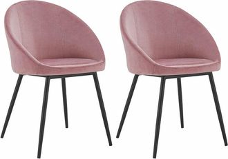Happy Garden Happy Garden - Lot de 2 chaises vintage diane velours rose