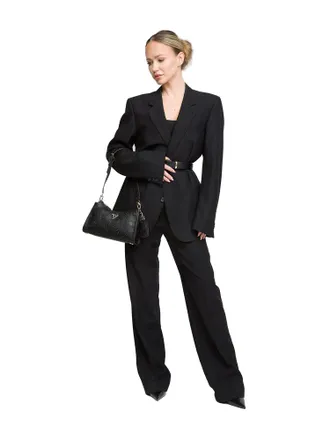 Guess Quilted Polyurethane Shoulder Bag - Black