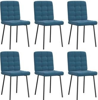 vidaXL Vidaxl - Chaises &agrave; manger lot de 6 bleu velours