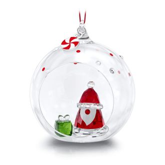 Swarovski Mo und Ricci Annual Edition 2022, Weihnachtliches Ornament mit Klaren, Goldfarbenen, Grünen, Roten und Schwarzen Swarovski Kristallen