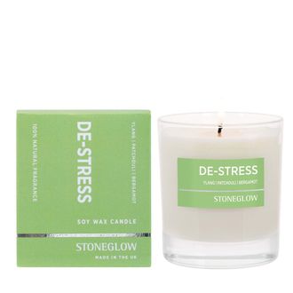 Stoneglow Wellbeing Collection De-Stress Duftkerze, 220 g, Ylang, Patchouli, Bergamotte (Gr&uuml;n)