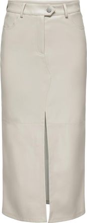 Only Damen ONLRIMA Faux Leather Long Skirt OTW Rock, Pumice Stone, 40