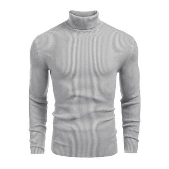 Generic T-shirt d&eacute;contract&eacute; &agrave; manches longues pour homme - Col roul&eacute; - Coupe ajust&eacute;e - Pull chaud &agrave; col roul&eacute; - T-shirt &agrave; col roul&eacute; - Couleur unie - Pull tric