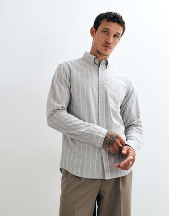 GANT chemise regular fit en popeline &agrave; rayures chin&eacute;es grises