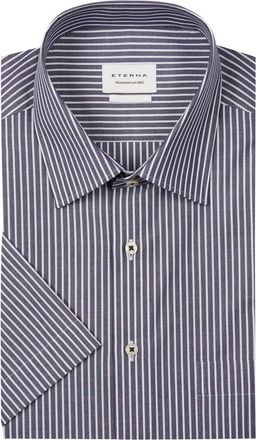 Eterna Kurzarmhemd mit Streifen und Brusttasche, Comfort Fit in