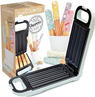 ScrapCooking Churros Factory - Machine à Churros Maison - Avec Plaque Chauffante Anti-Adhérente, Rotation 180° - Appareil Idée Cadeau Pâtisserie Cuisine - Recette 