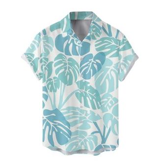 Generic Chemise hawa&iuml;enne d&eacute;contract&eacute;e pour homme boutonn&eacute;e dr&ocirc;le de croisi&egrave;re hawa&iuml;enne palmier chemise &agrave; manches courtes floral cara&iuml;bes tropical tendance &eacute;