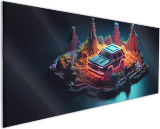 Wallario K&uuml;chenr&uuml;ckwand aus Glas 125 x 50 cm, Motiv: Pixel-Roadtrip | Spritzschutz abwischbar & pflegeleicht