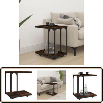 vidaXL Beistelltisch mit Rollen R&auml;uchereiche 50x35x55,5 cm - Industrieller Stil - Beistelltisch - Couchtisch - Wohnzimmerstil - Regal