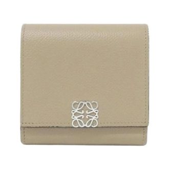 Loewe Portefeuille compact &agrave; rabat Anagram doccasion - Femme - Pre-owned - Beige - Taille: ONE Size