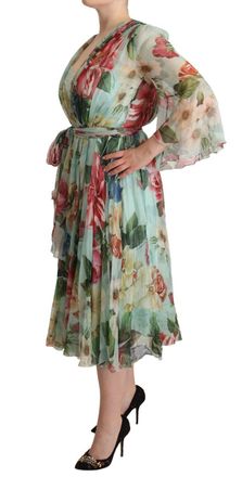 Dolce & Gabbana Floral Silk Dress - Green