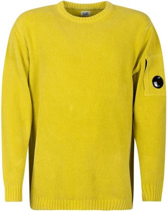 C.P. Company C.p. Company, Homme, Pulls, Vert, Taille: M Pull emblématique à col rond avec logo Lens