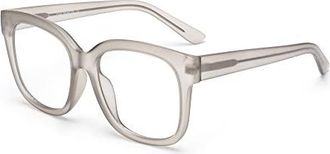 JIM HALO Lunettes anti-lumière Bleue pour Femme Lunettes dordinateur Carrées Surdimensionnées Métal CP Temples Gris