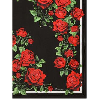 Dolce & Gabbana Womens Silk Printed Scarf Black-Red Black/red Scarfs