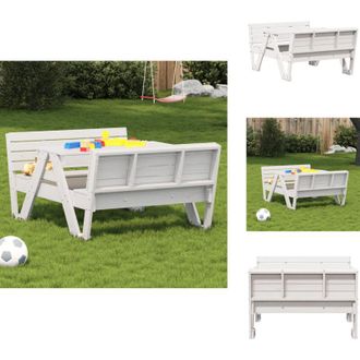 vidaXL Table de pique-nique pour enfants blanc bois massif de pin - Table De Pique-nique Enfant - Table Jardin Enfant - Mobilier Enfant Ext&eacute;rieur - Jeu