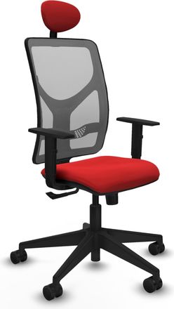 Piqueras y Crespo Stuhl aus Netzstoff mit 1D-Armlehnen, h&ouml;henverstellbarer Lendenwirbelst&uuml;tze und festem Kopfteil, ausgestattet mit 3 Positionen und Schneideschaum, Gra