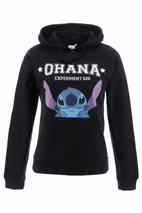 Disney Stitch Hoodie für Damen, Stitch Design Pullover, Weiches Textil Sweatshirt, Hoodie für Mädchen, Geschenk für Frauen und Jugendliche | Größe L - Schwar