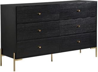 Pascal Morabito Commode 6 tiroirs - MDF et m&eacute;tal - Noir et dor&eacute; - MILAVIA de