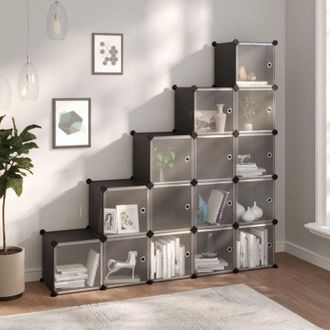 vidaXL Vidaxl - Cubes de rangement 15 pcs avec portes Noir pp