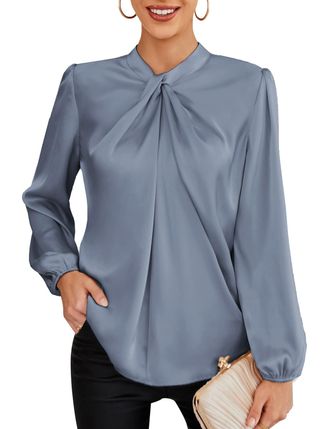 Grace Karin Tops Damen Langarm Oberteil Rockabily Retro Party Langarm Top Cl2199-16 Grau M