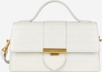 Lancaster Handtasche Lancaster Sac baguette A rabat avec fermoir M Croco Ily Ecru
