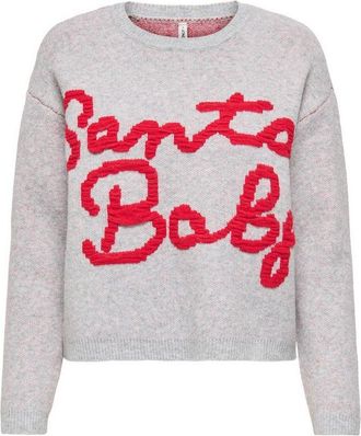 Only Strickpullover ONLXMAS SANTA LS O-NECK TEXT CS KNT