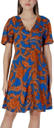 b.young Blumenmuster Kleid mit kurzen &Auml;rmeln A-Linie