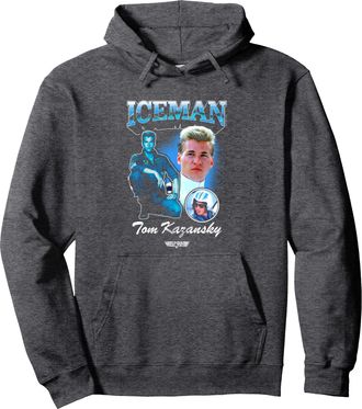 Top Gun Iceman Tom Kazansky 90s Vibe Collage Chest Logo Pullover Hoodie