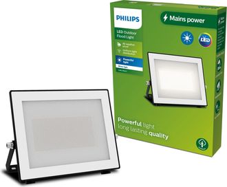 Philips Lois Flutlichtstrahler für den Außenbereich ohne Sensor, 50 Watt, 3000K weißes Licht, Schwarz, Tageslicht
