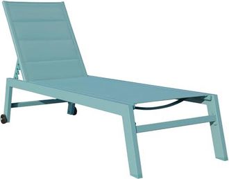 Happy Garden Bain de Soleil Barbados en textilène et Aluminium Bleu Clair. Transat dextérieur Multi Position