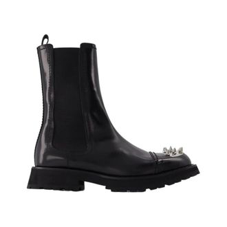 Alexander McQueen Schwarze Lederstiefeletten mit Nieten - - Shoes - Herren - Schwarzk - 41 EU