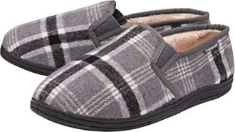 Dunlop Dunlop Chaussons lance pour homme avec soufflets élastiques, Gris à carreaux, 44 EU