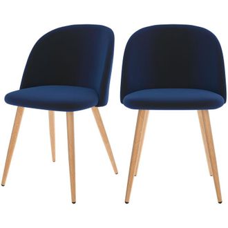 Rendez-Vous Déco Rendez-vous Déco - Lot de 2 chaises en velours bleu foncé et pieds en métal - cozy