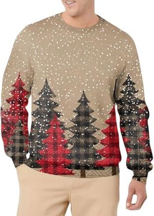 Generic Sweat-shirt de Noël moche pour homme - Imprimé 3D - Manches longues - Col rond - Imprimé amusant - Sans capuche - Coupe ample - Pour fête de vacances 